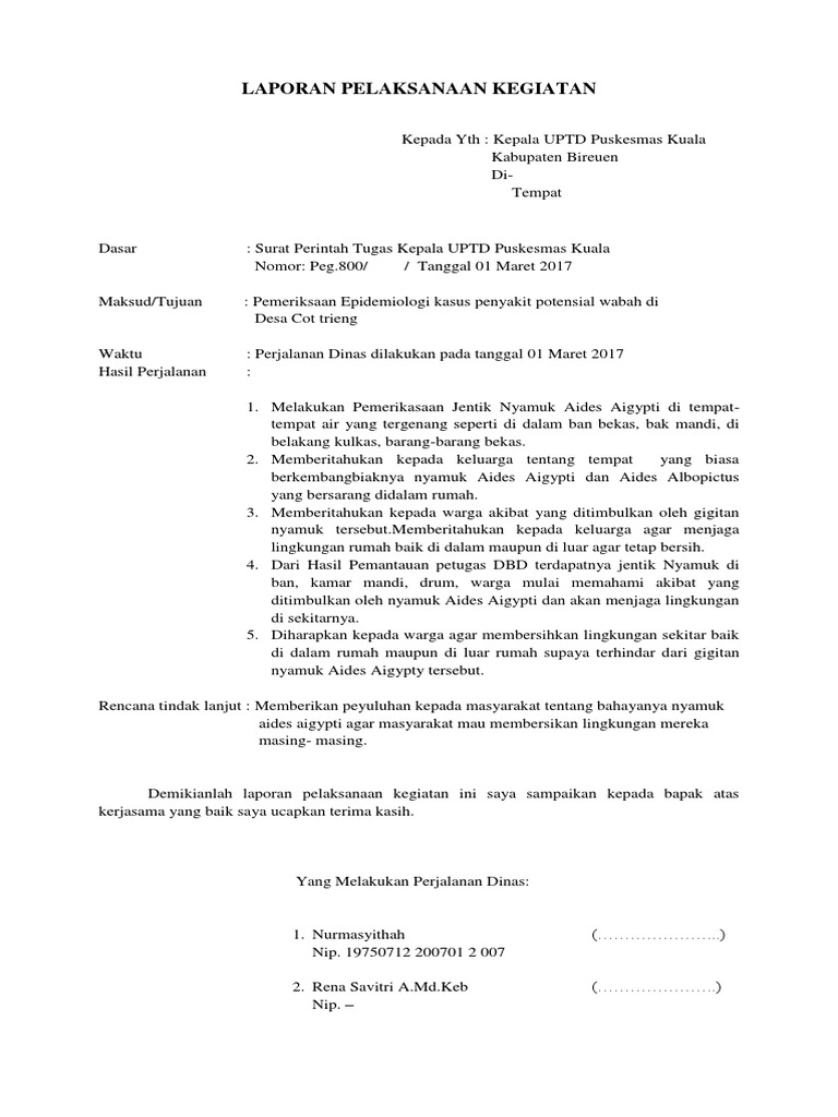 Contoh Lap Pe DBD | PDF | Kesehatan Holistik