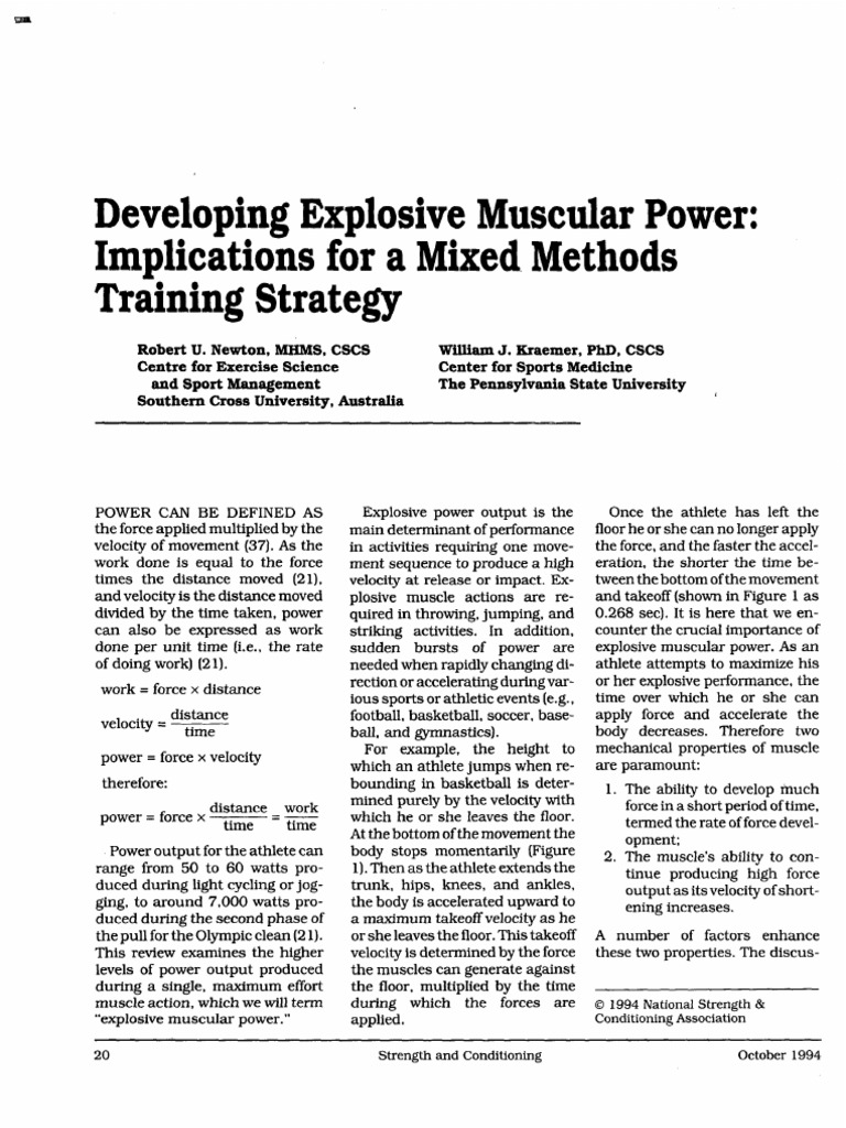 Newton. Kraemer. Developing Explosive Muscular Power. Lmplications For ...
