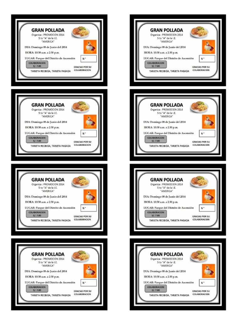 Tarjeta de Pollada | PDF