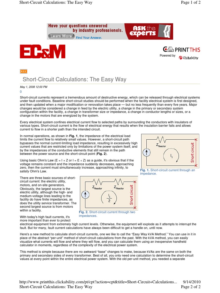 Short Circuit Calculations - The Easy Way | PDF | Transformer ...