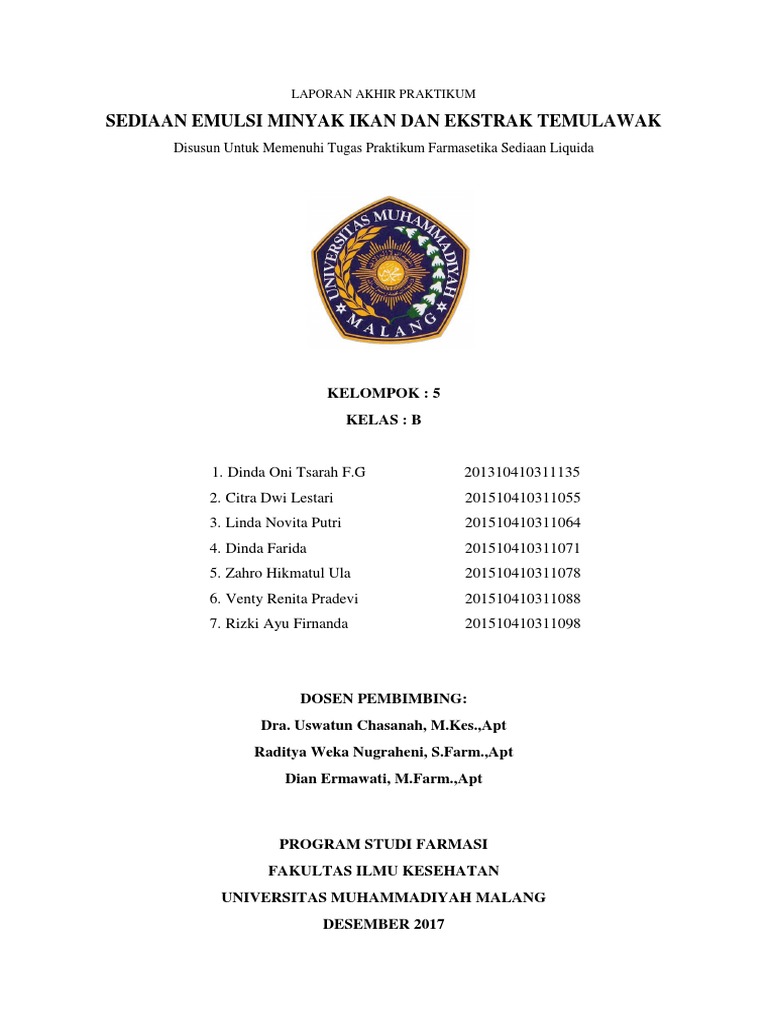 Laporan Praktikum Emulsi Minyak Ikan | PDF | Kesehatan Holistik