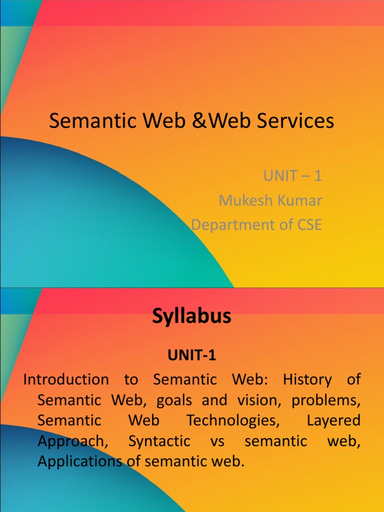 Semantic Web &web Services-UNIT-1 | PDF | Semantic Web | Resource Description Framework