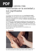 50 Valores Con Su Significado | PDF | Felicidad | Actitud (psicología)