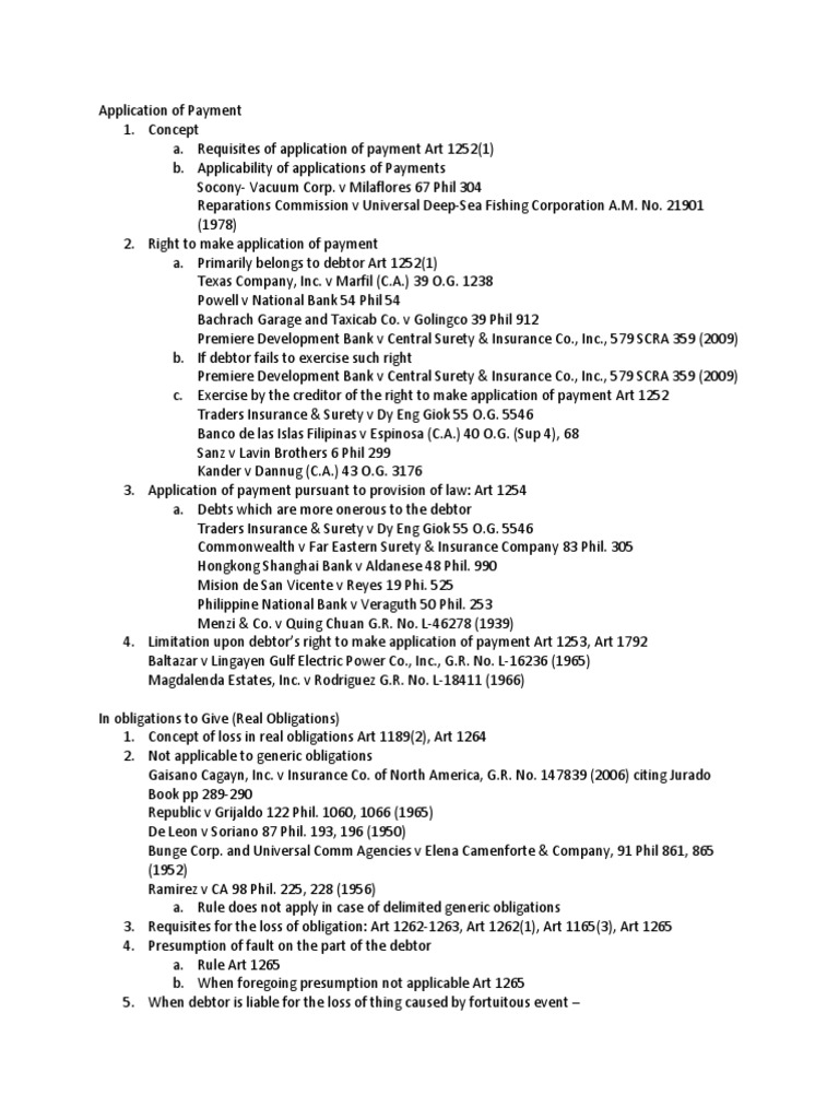 Application of Payments, Condonation of Debt, Compensation, Novation ...