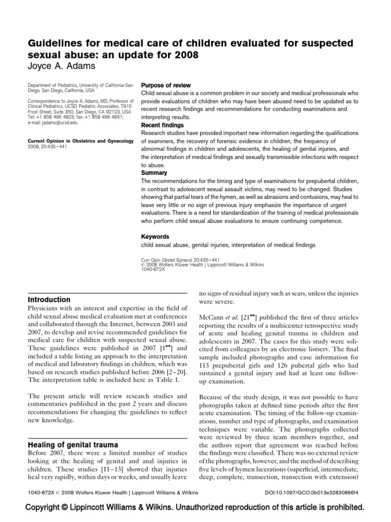 Updated Guidelines for Child Sexual Abuse Care | PDF | Herpes Simplex ...