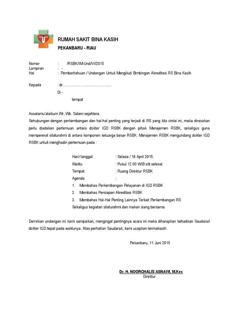 Undangan Bimbingan Akreditasi | PDF | Kesehatan Holistik