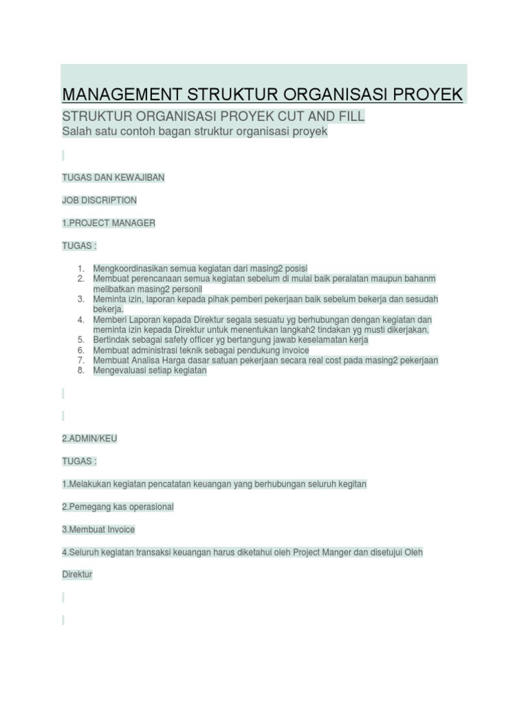 Management Struktur Organisasi Proyek | PDF