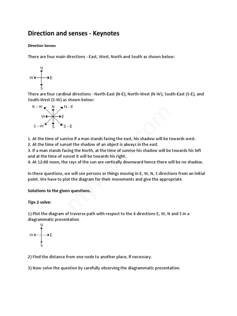 Direction and Senses | PDF | Shadow | Teaching Mathematics