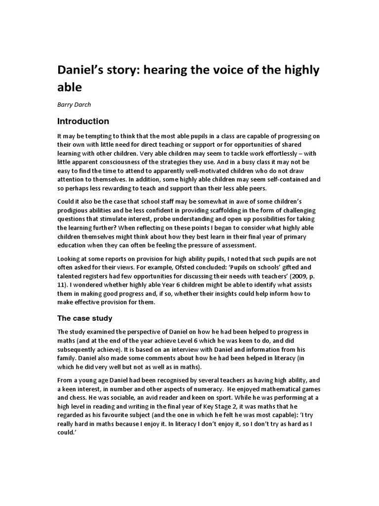 E103 St10 Case Study Daniels Story | PDF | Educational Assessment | Teachers
