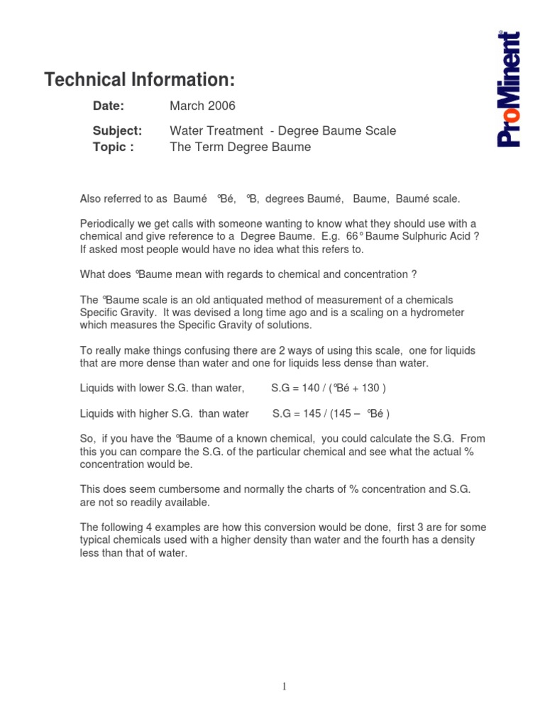 Understanding the Baumé Scale | PDF | Physical Chemistry | Chemistry