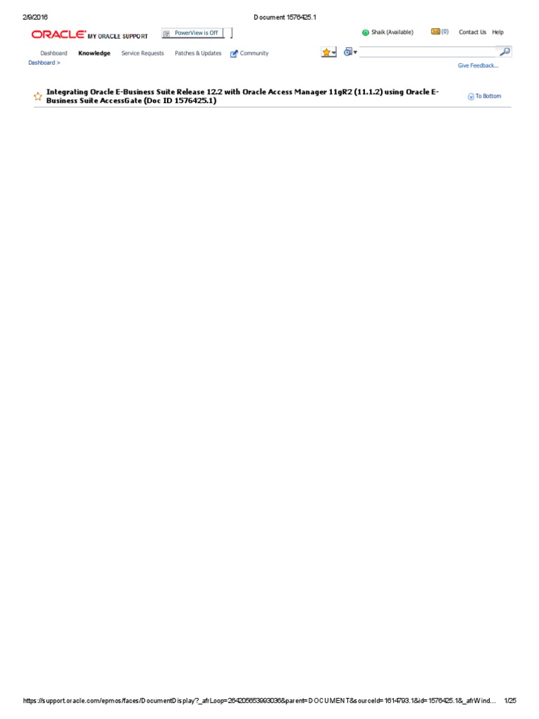 Integrating Oracle E Business Suite Release 122 With Oracle Access Manager 11gr2 1112 Using