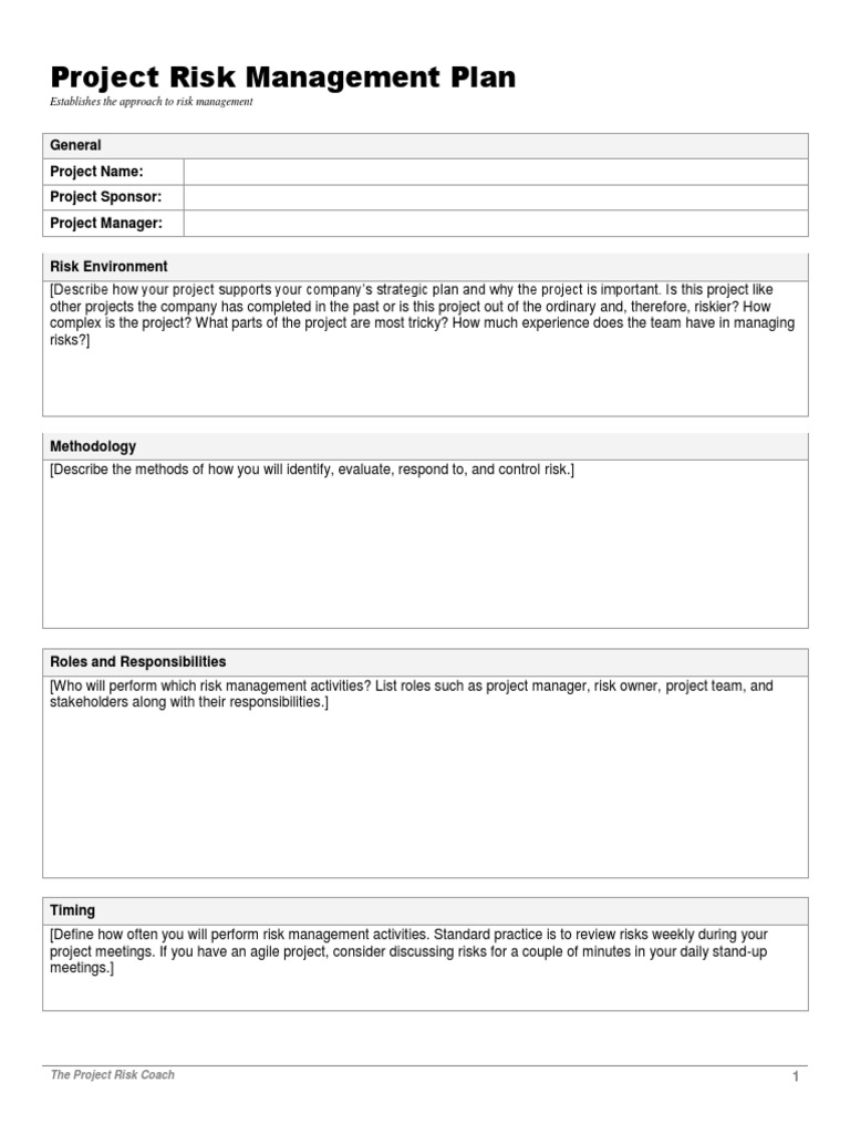 Project Risk Management Plan Sample1 | PDF | Risk | Risk Management