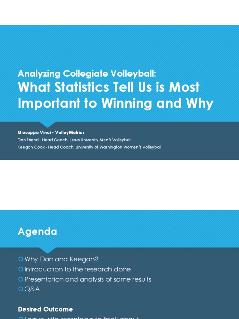 Key Stats for Winning Collegiate Volleyball | PDF | Volleyball | Statistics