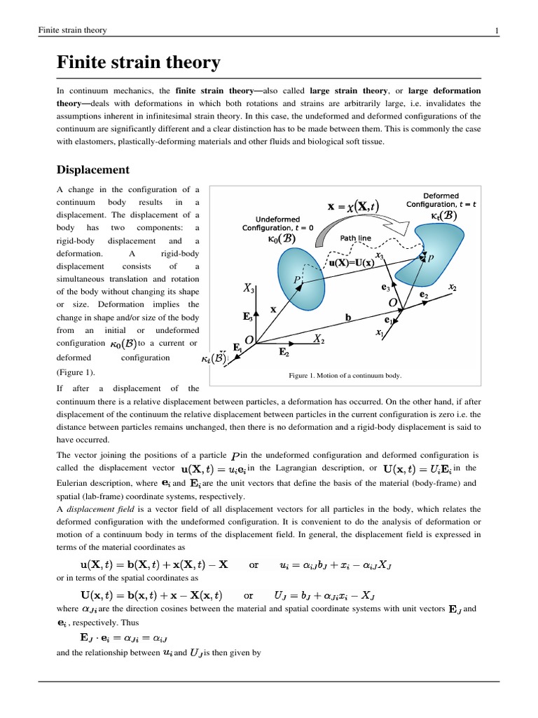 Understanding Large Deformations Through Finite Strain Theory: An Analysis of the Deformation ...