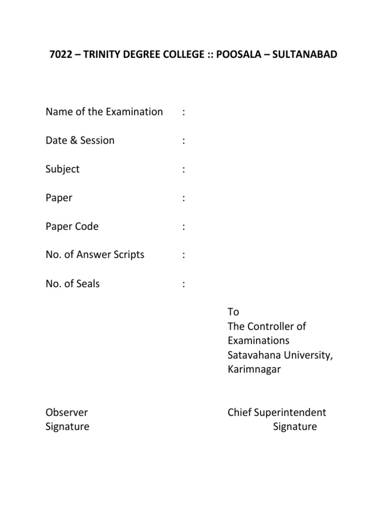 Answer Booklet Stick | PDF