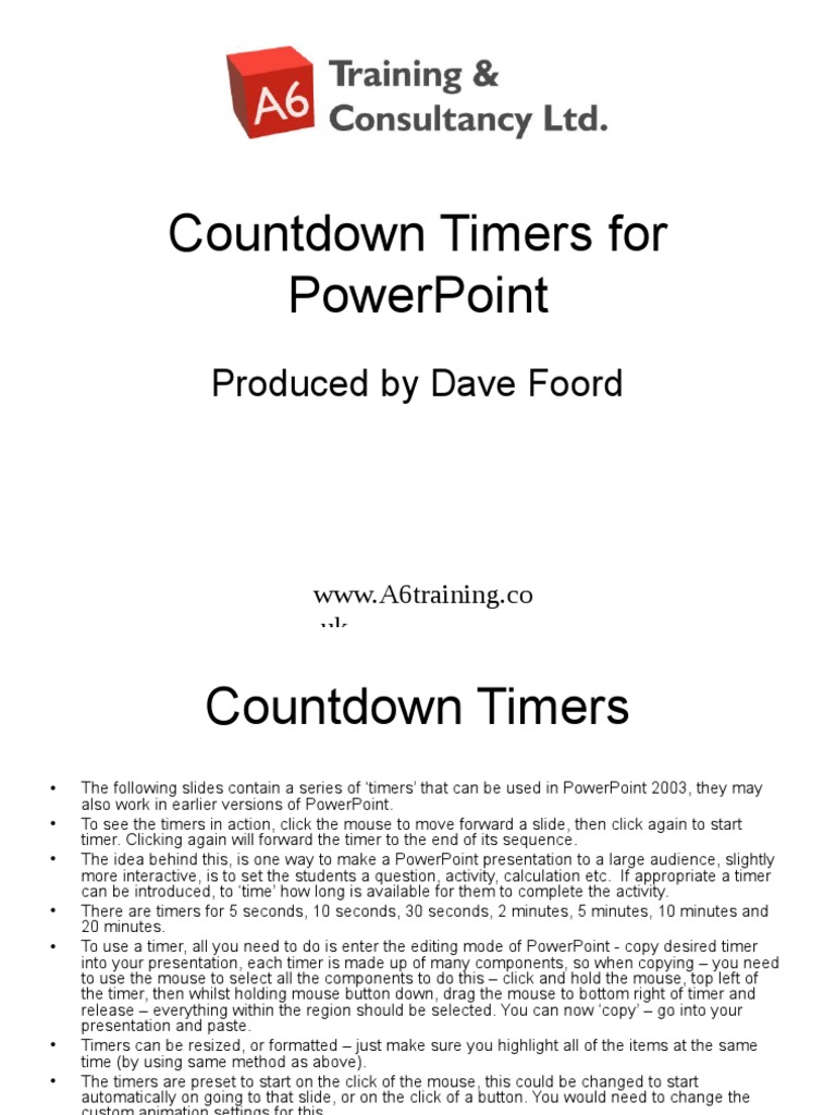 Countdown Timers For PowerPoint | PDF | Microsoft Power Point | Software