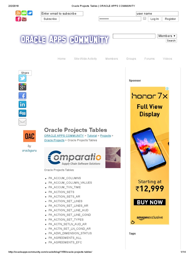 Oracle Projects Tables | PDF | Computer Mediated Communication ...