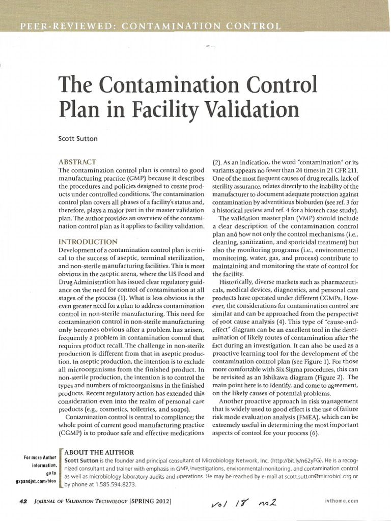 JVT 2012 v18n2 The Contamination Control Plan in Facility Validation ...