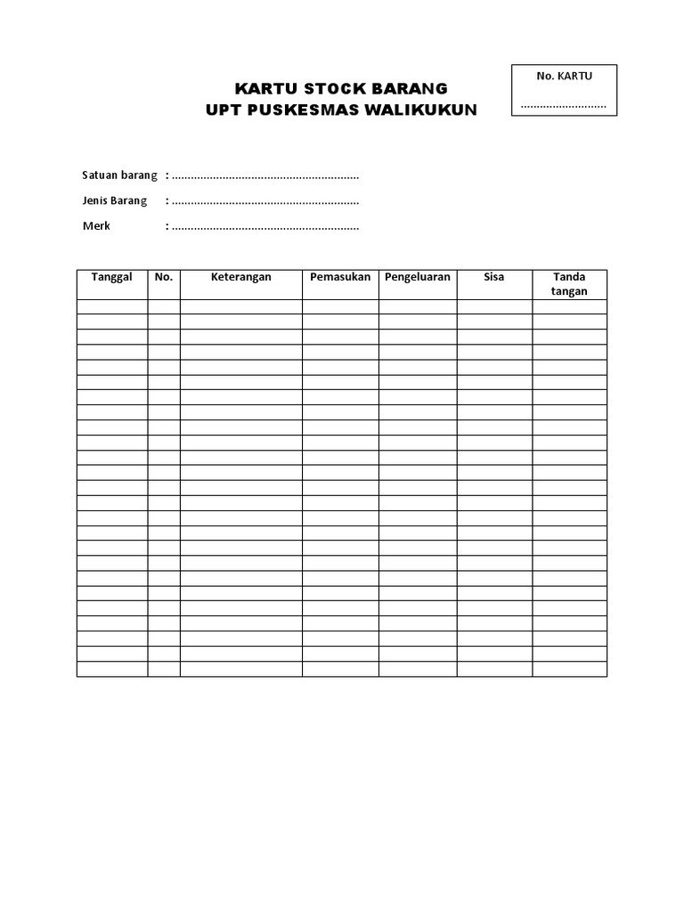 Kartu Stock Barang | PDF