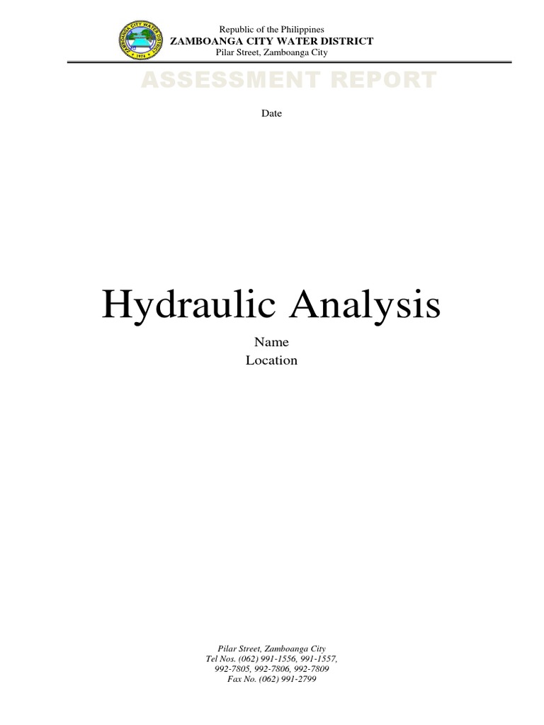 Zamboanga City Water District Hydraulic Analysis Assessment Report ...