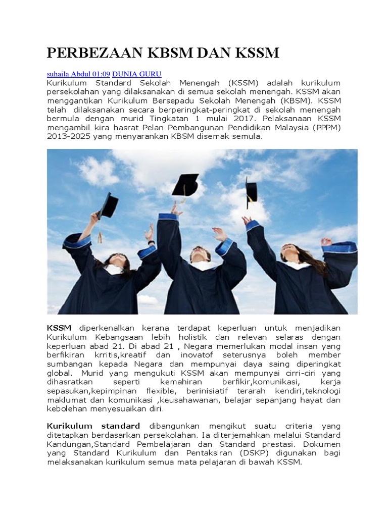 Perbezaan KBSM Dan KSSM | PDF