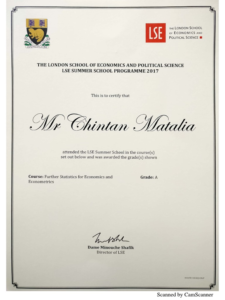 LSE Certificate | PDF