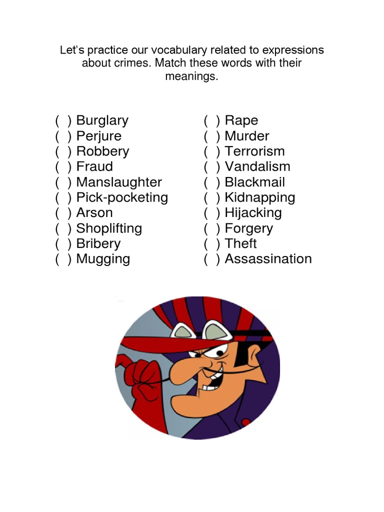Let's Practice Our Vocabulary Related To Expressions About Crimes ...