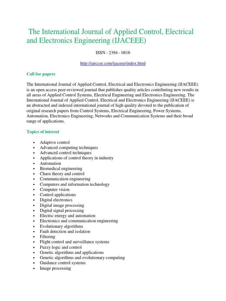 IJACEEE | PDF | Control Theory | Electrical Engineering