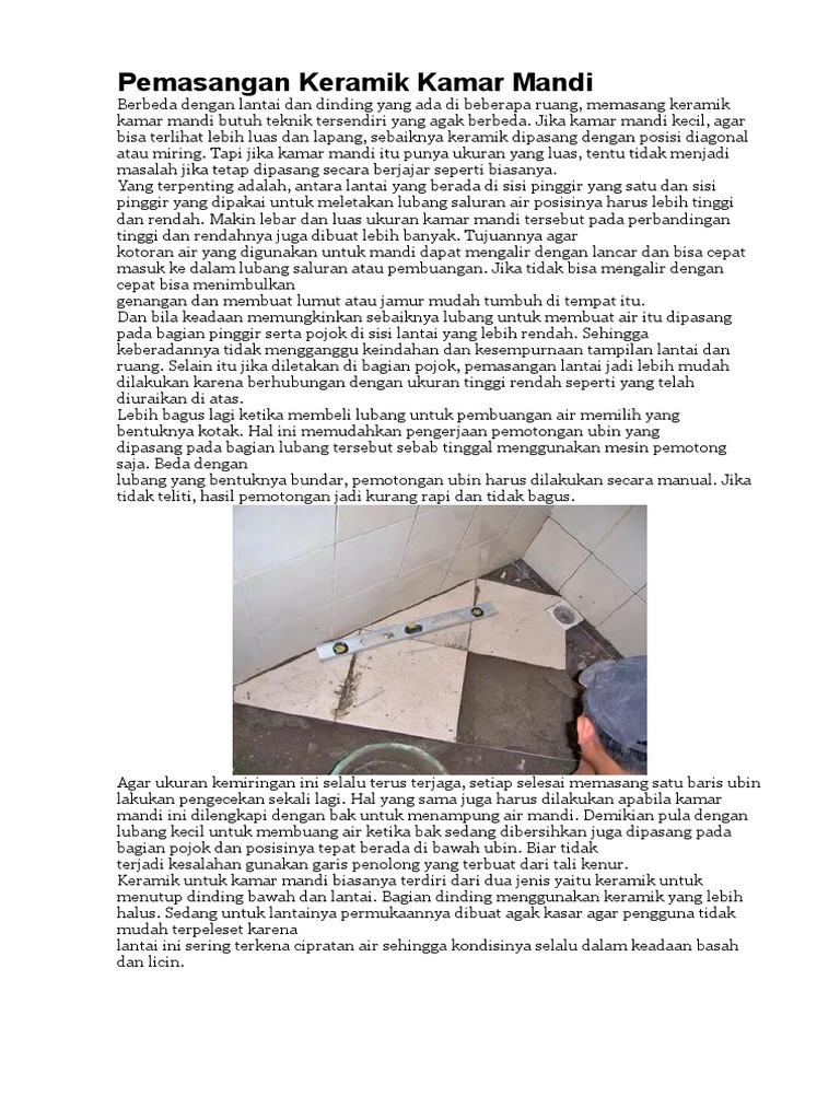 Pemasangan Keramik Kamar Mandi | PDF