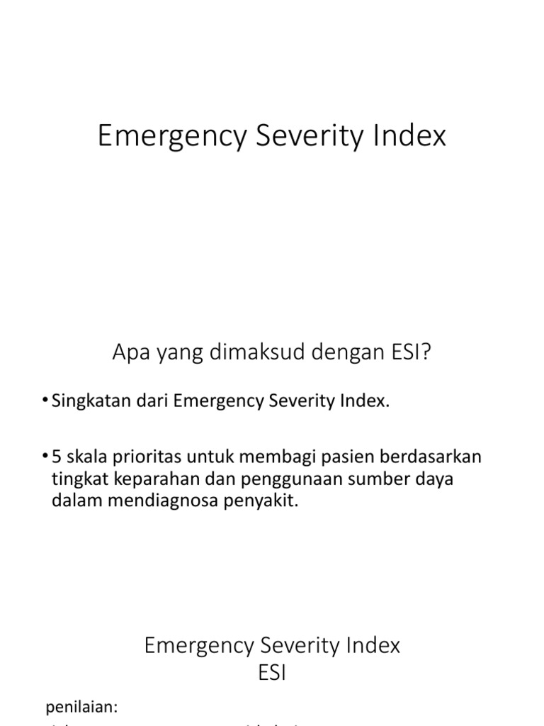 Emergency Severity Index Triage Indonesia | PDF