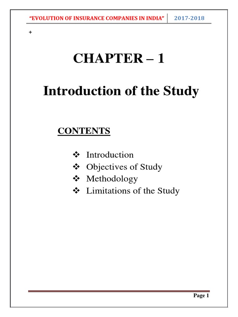 Introduction Objectives of Study Methodology Limitations of The Study ...