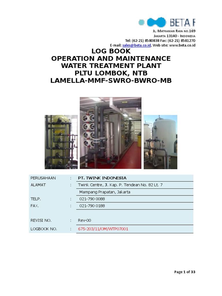 Manual Book WTP Pltu | PDF