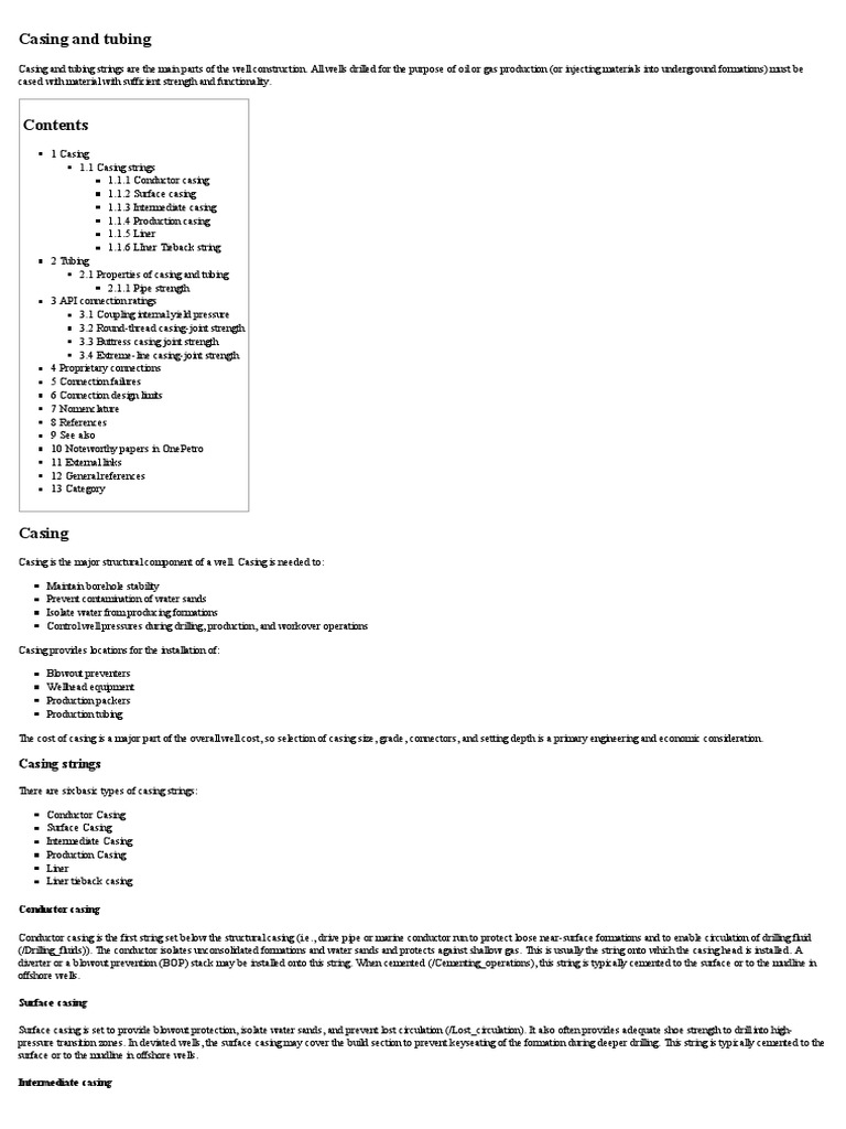 Casing and Tubing | PDF | Casing (Borehole) | Blowout (Well Drilling)