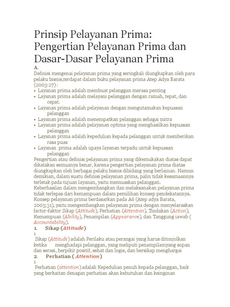 Prinsip dan Elemen Pelayanan Prima | PDF