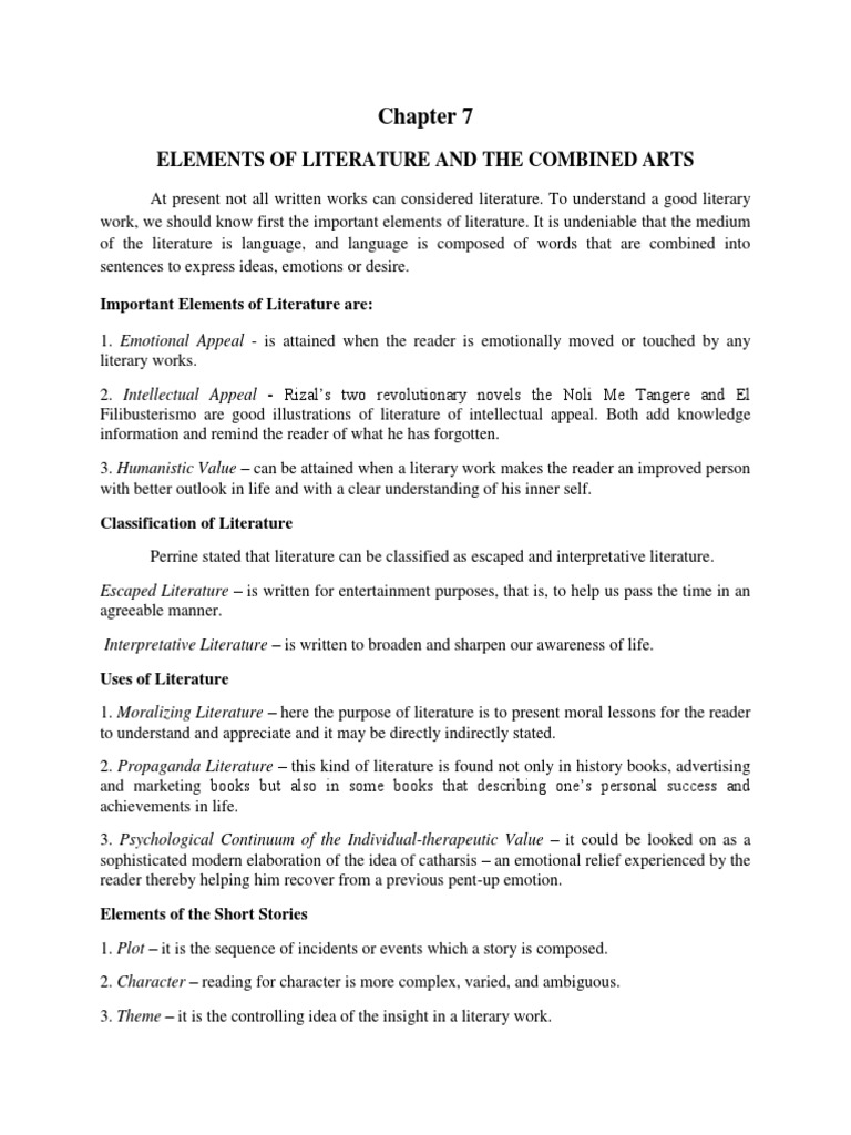 Elements of Literature and The Combined Arts | PDF | Essays | Plot ...