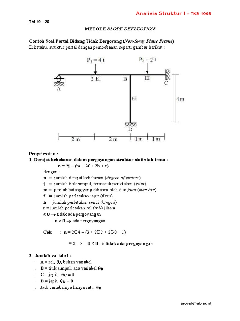 Analisis Portal Dengan Slope Deflection | PDF
