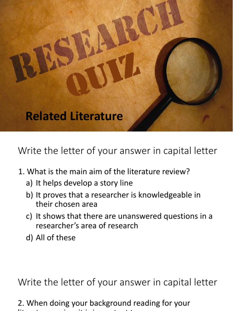 11-Literature Review Quiz | PDF | Systematic Review | Academic ...