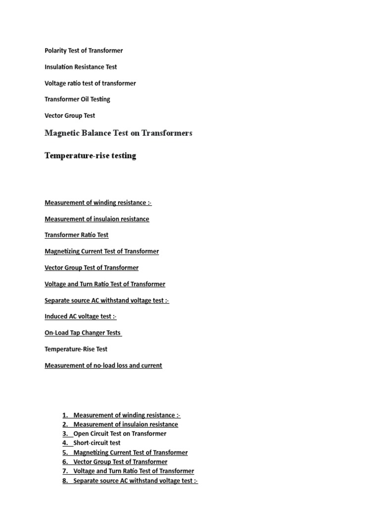 Magnetic Balance Test On Transformers: Temperature-Rise Testing | PDF ...