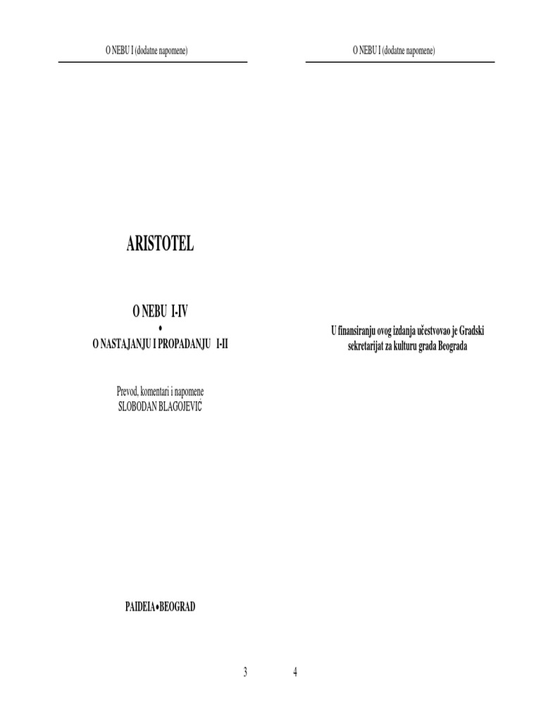 Aristotel - O Nebu - Deo PDF | PDF
