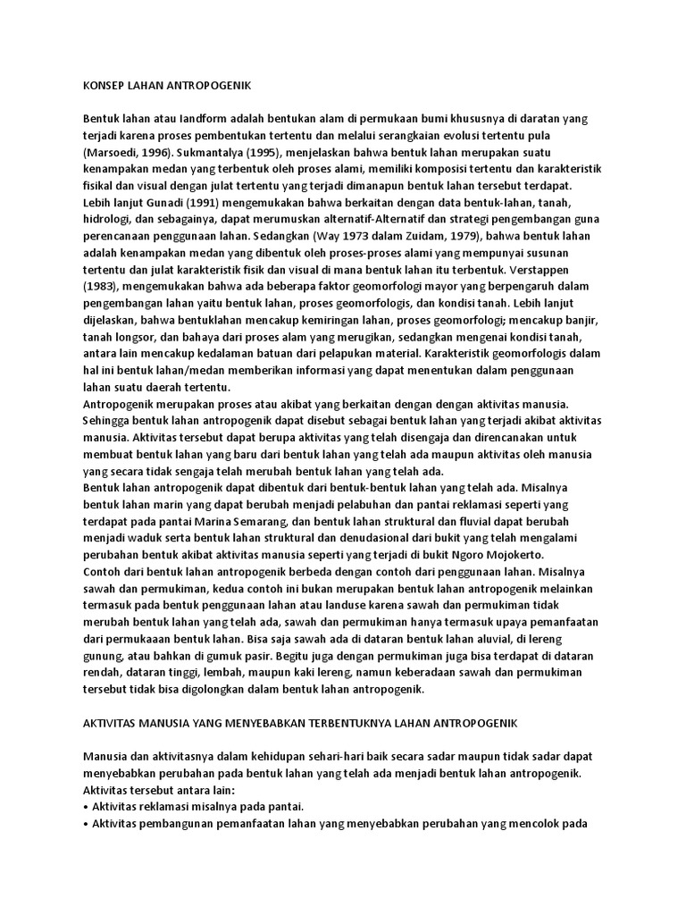 Konsep Lahan Antropogenik | PDF