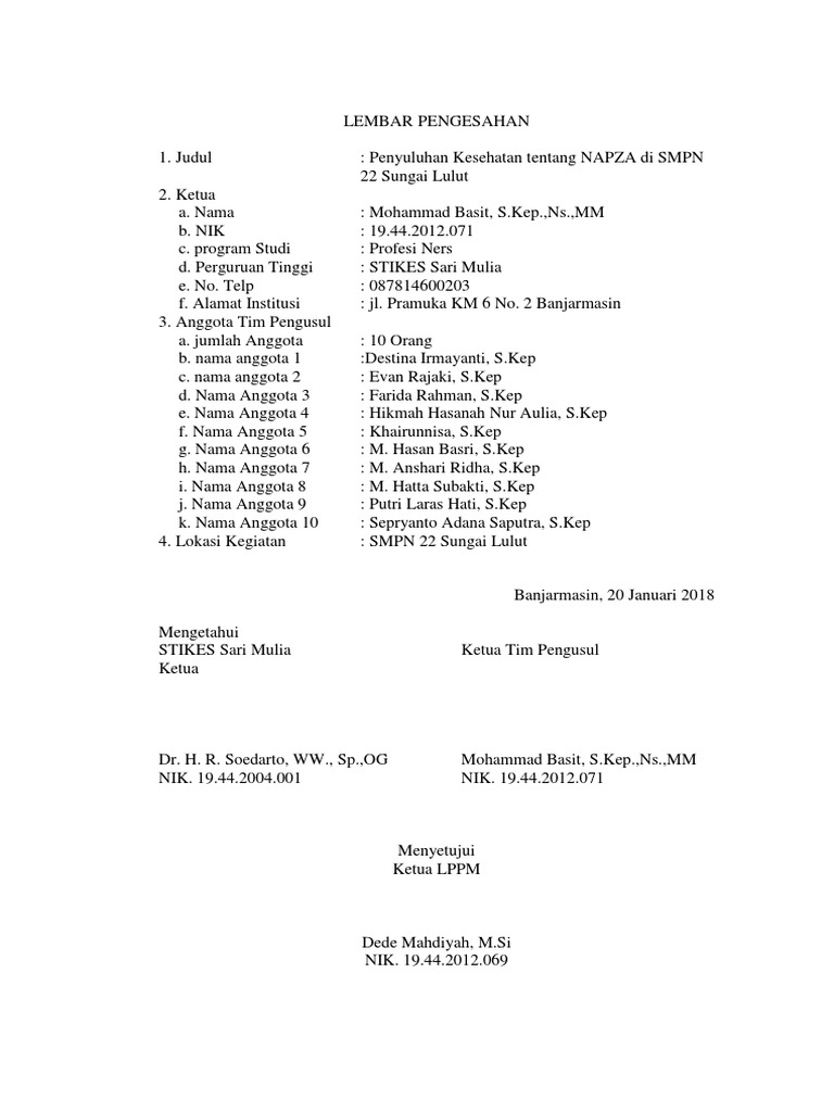 Lembar Pengesahan Surat LPPM | PDF