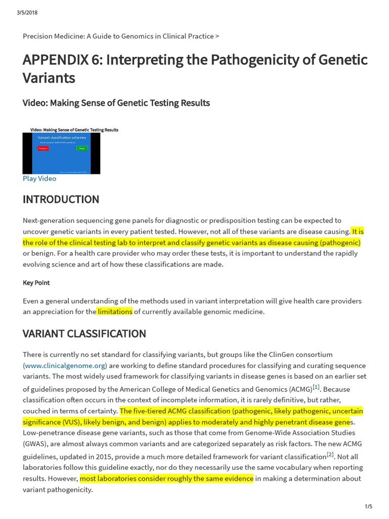 Variant Classification | Download Free PDF | Genome Wide Association ...
