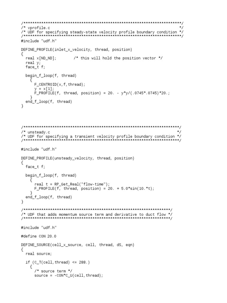 Fluent Udf Samples | PDF | Physical Quantities | Materials Science