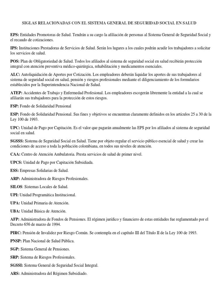 Siglas Sgsss | PDF | Cuidado de la salud | Bienestar
