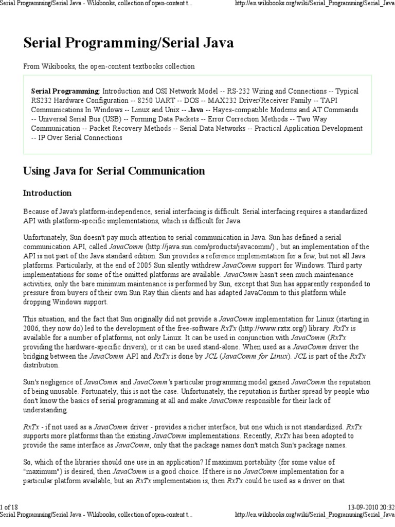 Serial Port | PDF | Java (Programming Language) | Application ...