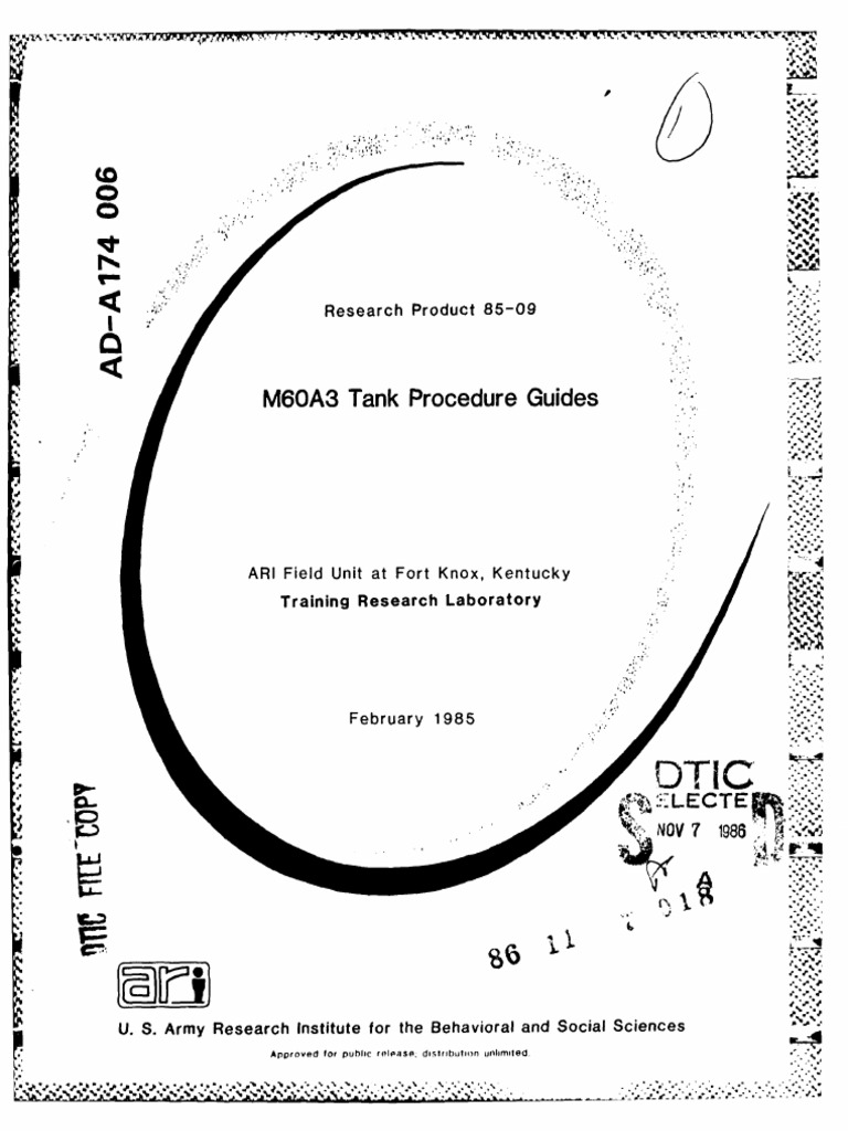 M60A3 Tank Procedure Guides | PDF | Tanks | Armed Conflict