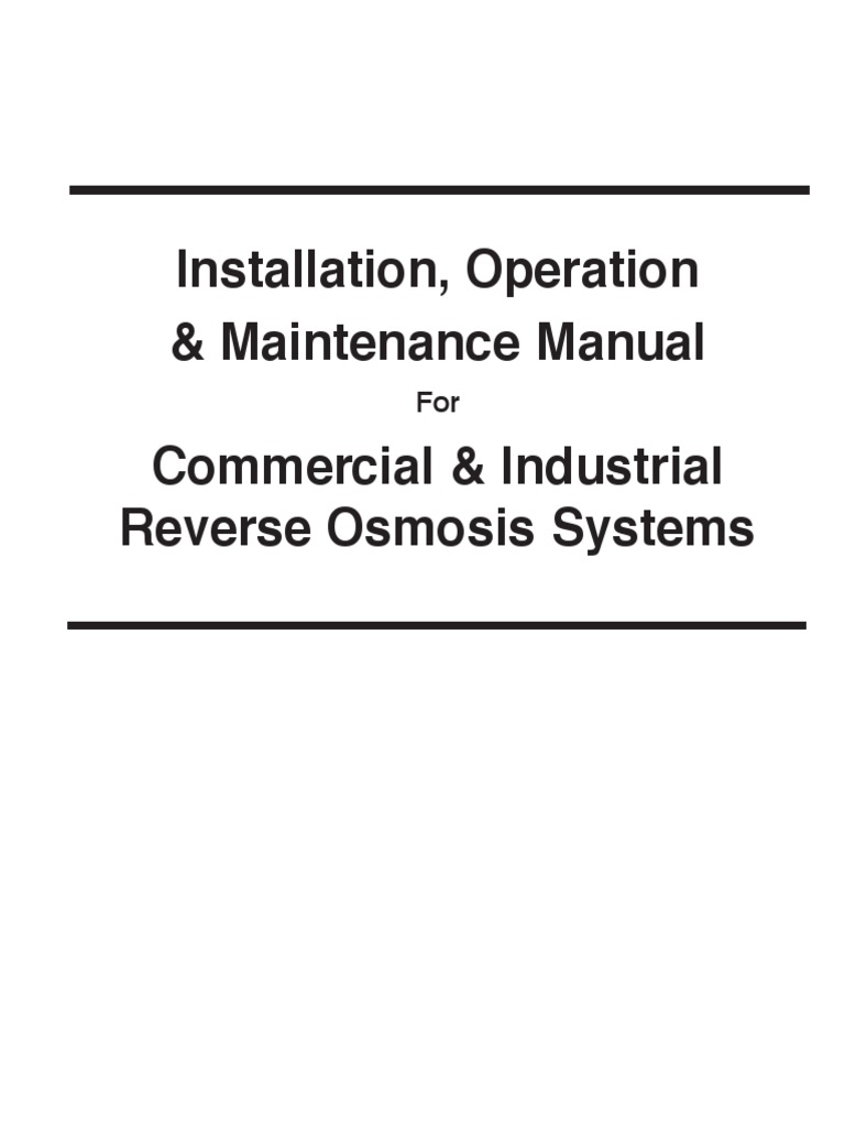 Commercial Reverse Osmosis Installation Guide | PDF | Membrane | Sodium ...