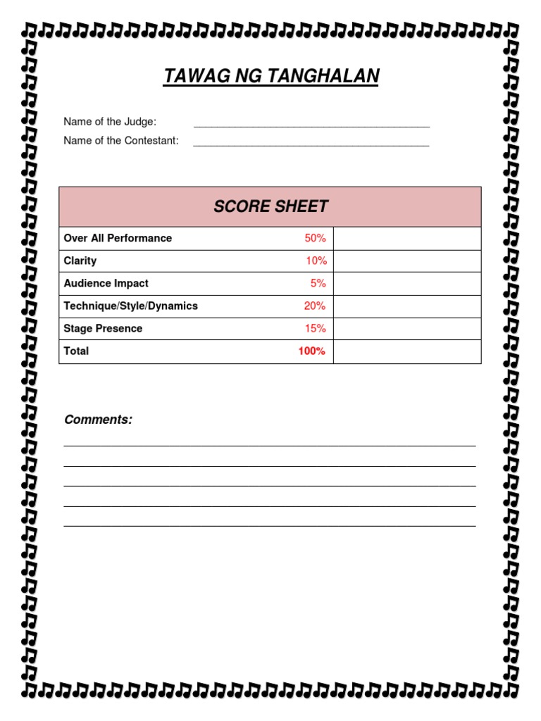 Tawag ng Tanghalan Judging Criteria | PDF | Business