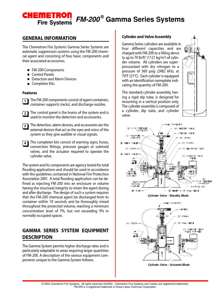 Chemetron FM-200 Gamma Specs PDF | PDF | Valve | Actuator