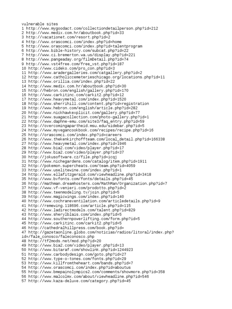 Vulnerable Site Links Overview | PDF